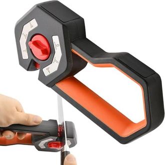 Generic Aiguiseur de ciseaux manuel &agrave; 6 &eacute;tapes - Poign&eacute;e antid&eacute;rapante - Outils de cuisine professionnels pour r&eacute;paration, restauration et polissage