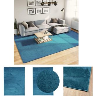 vidaXL The Living Store - Teppich oviedo Kurzflor T&uuml;rkis 240x340 cm - Teppiche - Blau