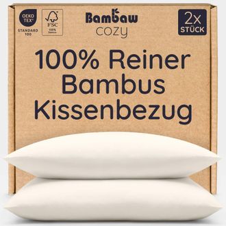 Bambaw Kissenbezug Bambus 50x75 cm, 2-er Pack, 100% nachhaltige Bambusfasern, k&uuml;hle Bettw&auml;sche, weiche, kuschelige und antibakterielle Kissenbez&uuml;ge (Elfenbei