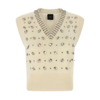 Pinko Ivory Pullover Luxuri&ouml;se Wollmischung - - Knitwear - Damen - Beige - L