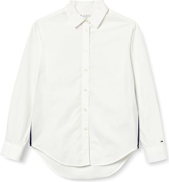 Tommy Hilfiger Damen Cotton N Relaxed Monica LS WW0WW35709 Freizeithemden, Weiß (Th Optic White), 36