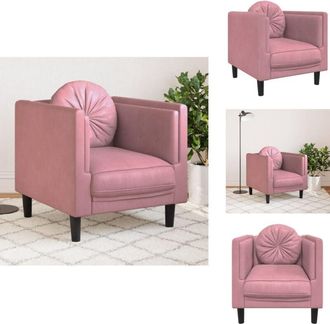 vidaXL Fauteuil avec coussin rose velours - Fauteuil Rose - Fauteuil Velours - Chaise Relaxante - Meuble Salon - D&eacute;coration Int&eacute;rieur