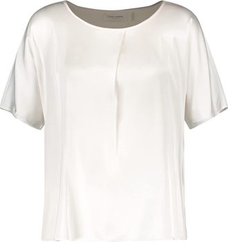 Gerry Weber Damen Blusenshirt mit gelegter Falte am Ausschnitt Kurzarm, überschnittene Schultern unifarben Off-White 38