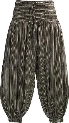 Coline Pantalon Aladin Coton rayé - Couleur : Noir 27 - Taille Unique