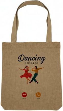 Fabulous Sac Shopping Tote Bag Aspect Lin - Dancing Is Calling Me Music Sport - Sac de Courses Toile Epaisse 360g Beige Naturel Cabas Port&eacute; Epaule Solide Impri