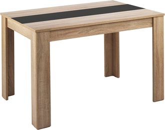 Byliving Esstisch Nori/Moderner Küchentisch in Eiche-Optik/Einlegeplatte wendbar in schwarz oder weiß/Goßer Tisch / 140 x 80, H 75 cm, Braun