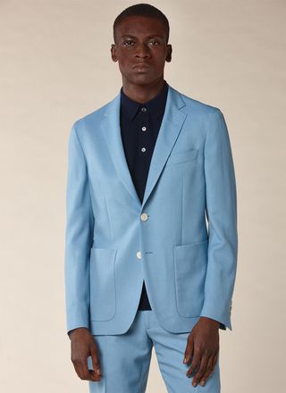 Fursac Veste en natt&eacute; de laine bleue - Taille 46 - Homme
