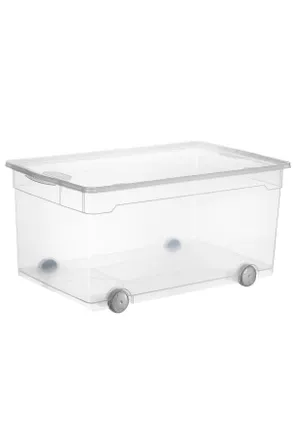 Rotho Box, Transparent, Kunststoff, 40x33.5x71.5 cm, Reach, DIN EN ISO 14001, DIN EN ISO 9001, Deckel abnehmbar, stapelbar, Ordnen & Aufbewahren, Aufbewahru