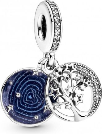 Pandora Baum & Galaxis Mond Doppelter Charm-Anh&auml;nger in Sterling-Silber mit Zirkonia, 799645C01