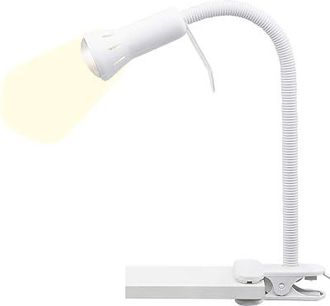 Brilliant Flex Klemmleuchte wei&szlig; - flexible LED Schreibtischlampe mit verstellbarem Flexarm & Schnurzwischenschalter - E14 Fassung