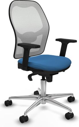 Piqueras y Crespo B&uuml;rostuhl mit 2D-Armen, h&ouml;henverstellbare Lendenwirbelst&uuml;tze, ausgestattet mit 5 Positionen und injiziertem Schaumstoff, Wei&szlig;/Hellblau