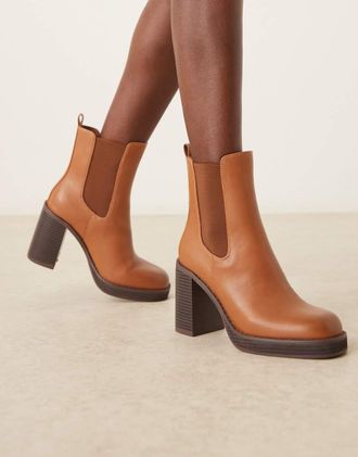 Asos Evelyn - Bottines à talon et semelle plateforme - Fauve-Brown