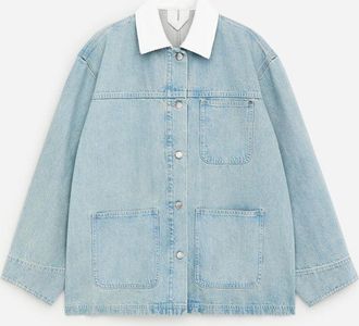 Arket Jeansjacke Mit Cordkragen -Blau