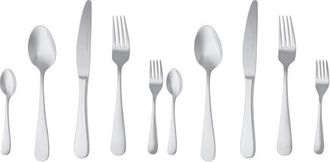 Amazon Basics Service de 20 couverts en acier inoxydable avec bord arrondi Pour 4 personnes, Argent&eacute; (Lot de 2)