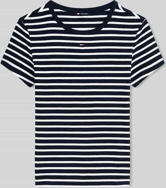 Tommy Jeans Slim Fit T-Shirt aus Baumwoll-Mix in Rippstrick
