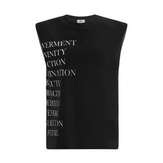 Elisabetta Franchi Femme, Tops, Noir, Taille: 36 FR T-shirt en jersey avec imprim&eacute; de lettrage