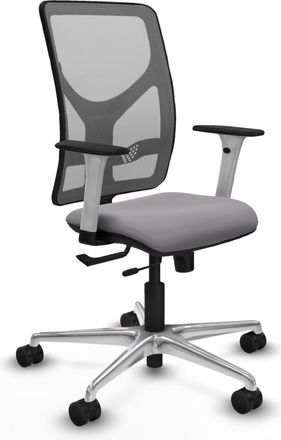 Piqueras y Crespo Stuhl aus grauem Netzstoff, mit wei&szlig;en und schwarzen Armlehnen, h&ouml;henverstellbare Lendenwirbelst&uuml;tze, ausgestattet mit Syncro/Traslack und Schneidesch