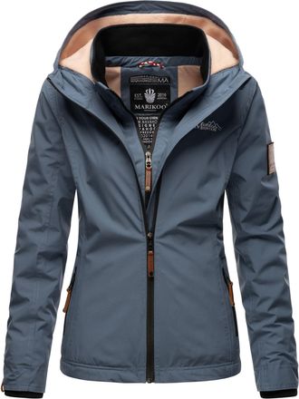 Marikoo Designer Damen Übergangs Jacke leicht gefüttert Kapuze kurz B659 [B659-Erdbeer-Dusty-Blue-Gr.XXL]