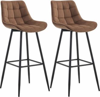 Clp Lot de 2 tabourets de bar Dartford Marron Velours
