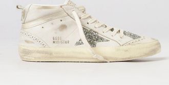 Golden Goose Baskets Mid-Star en cuir et tissu paillet&eacute; &agrave; effet us&eacute;