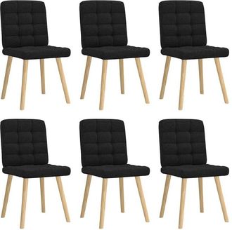 vidaXL vidaXL Chaises &agrave; manger lot de 6 noir tissu