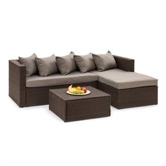 Blumfeldt Blumfeldt - Theia Lounge Salon de jardin canap&eacute; dangle pouf 5 coussins marron