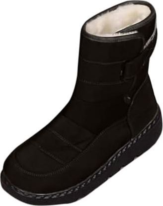 Generic Bottes dhiver pour femme avec doublure en polaire - Confortables - Couleur unie - Chaudes et &eacute;paisses - Chaussures de neige &agrave; enfiler - Chaussures de 