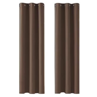Deconovo Blickdicht Gardinen mit &Ouml;sen f&uuml;r Schlafzimmer Thermogardinen Vorhang Blickdicht, 229x107cm(H&ouml;hexBreite), Braun, 2er Set