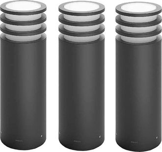 Philips Hue Lucca Hue Sockelleuchte anthracite 1x9W 230V (Triple Pack) Gartenleuchte f&uuml;r das Hue Lichtsystem mit warmwei&szlig;em Licht, smarte Lichtsteuerung &uuml;ber 