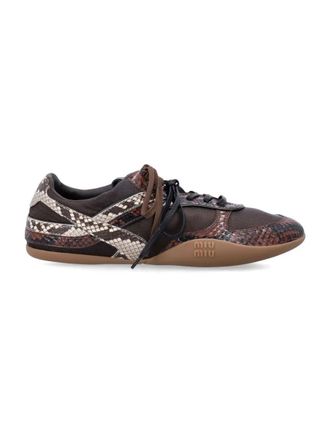 Miu Miu Low-Top Sneaker - Gymnasium Sneakers In Technical Fabric And Python- - Gr. 39 (EU) - in Schwarz - f&uuml;r Damen