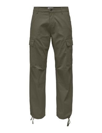 Only & Sons Herren Cargo Hose Loose Fit ONSRay Life Ribstop mit Seitentaschen 22028640 Olive Night 34/32