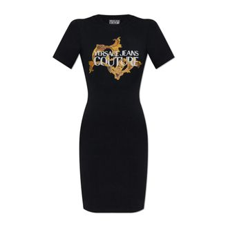 Versace Jeans Couture Kleid mit Druck und schimmernden Applikationen - - Dresses - Damen - Schwarzk - 2XS