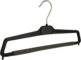 Generic Kleiderbügel, Klammerbügel, Hosenbügel, 10er Set, Kunststoff, Schwarz, Rock, Hose, Hosensteg mit Schaum, 360° Drehbarer Haken, 38 cm (PP36/S_00/10)