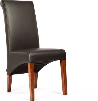 SIX Lederstuhl Felice Leder Braun Stuhlbeine Nussbaum Lederstühle Stühle Stuhl