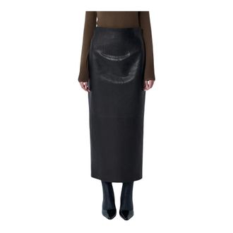 Khaite Loxley Lederrock - - Skirts - Damen - Schwarzk - XS