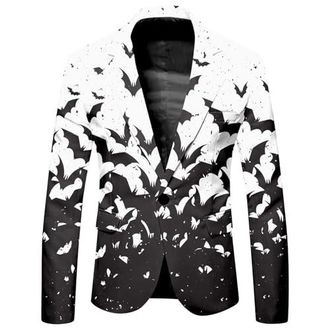 Generic Costume imprimé sur le thème dHalloween 2026 pour hommes, décontracté, ample, confortable, style gothique, veste de jeu de rôle, blanc, 3XL