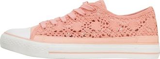 Fitters Footwear Grande Chaussure Femme, Baskets Grande Taille Nina, Baskets Grande Taille Aspect Crochet (45 EU, Coral)