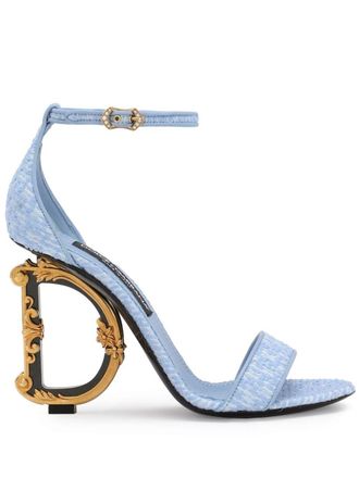 Dolce & Gabbana Bouclé-Sandalen mit barockem DG-Absatz 105mm - Blau