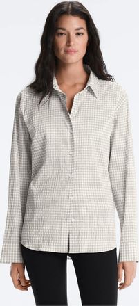 Oysho Oysho - Chemise manches longues en coton m&eacute;lang&eacute; &agrave; carreaux - Blanc cass&eacute;