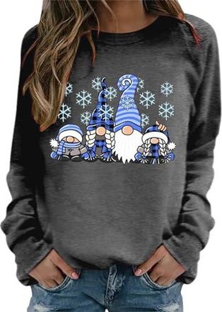 Generic Pull De Noel Femme Grande Taille Sweat-Shirt FéMinin sans Capuche à Col Rond Manches Longues Confortable Pull DéContracté VêTement DEntraîNement Quoti