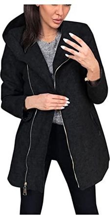 Generic Veste polaire confortable pour femme - Manteau à capuche pour femme - Poche chaude - Fermeture éclair latérale - Veste à capuche - Veste dhiver tendan