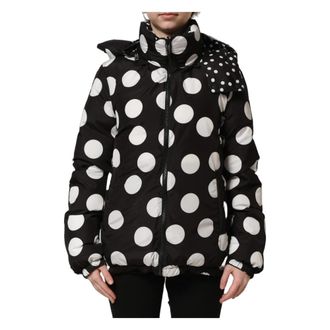 Dolce & Gabbana Dolce & Gabbana Schwarze Wei&szlig;e Tupfen Kapuzen Blouson Jacke - - Jackets - Damen - Schwarzk - XS