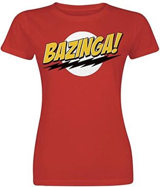 The Big Bang Theory Big Bang Theory The Bazinga Femme T-Shirt Manches Courtes Rouge M, 100% Coton, Regular/Coupe Standard