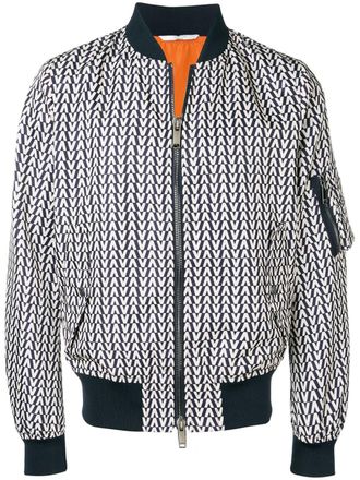 Valentino Garavani veste bomber &agrave; logo imprim&eacute; - Bleu