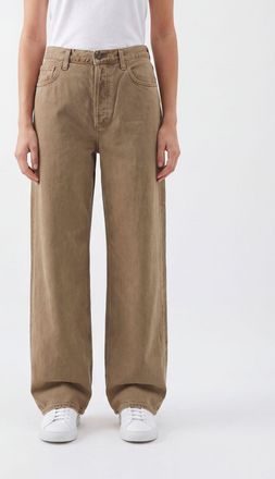 A Gold E Hoch taillierte 5-Pocket-Jeans mit weitem Bein aus Baumwolldenim