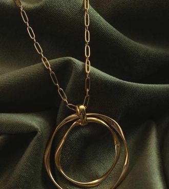 Orelia Lange, ineinander verschlungene Statement-Halskette mit offenem Banddesign und 18-Karat-Vergoldung