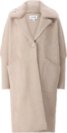 Joseph Ribkoff Femme, Manteaux, Beige, Taille: 42 FR Manteau pull en fil plume et fausse fourrure