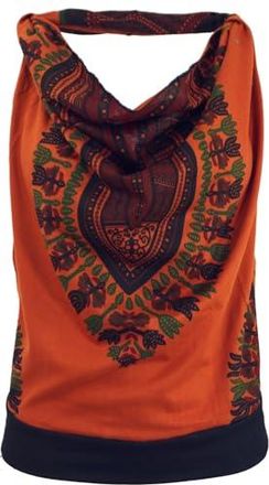 Guru Shop Guru-Boutique, Top Goa, Dashiki Psytrance Neckholder Top, Orange Rouille, Ducoton, Size:M/L (38/40), T-shirts de Haut de Gamme