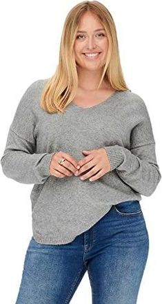 Only Carmakoma Pull en Tricot Carmargareta LS KNT Noos pour Femme Gris mélangé Taille L 50/52, Mélange de Gris Moyen., 52/54