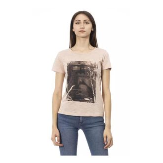 Trussardi T-shirt Rose en Coton avec Imprim&eacute; Avant - Femme - Tops - Rose - Taille: 40 FR